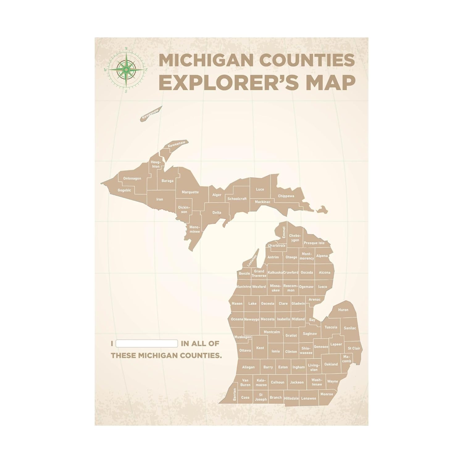 Michigan Counties Scratch Off Poster – Celegreat